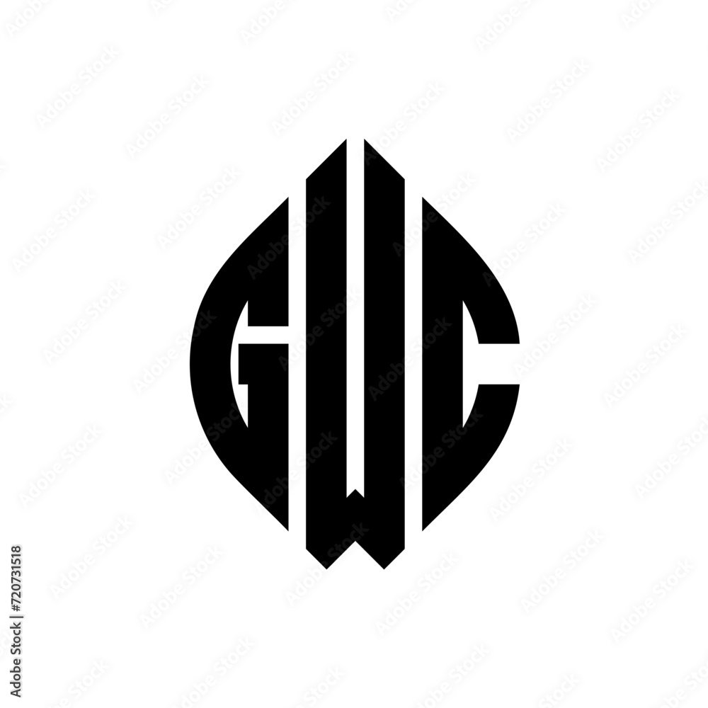 GWC circle letter logo design with circle and ellipse shape. GWC ...
