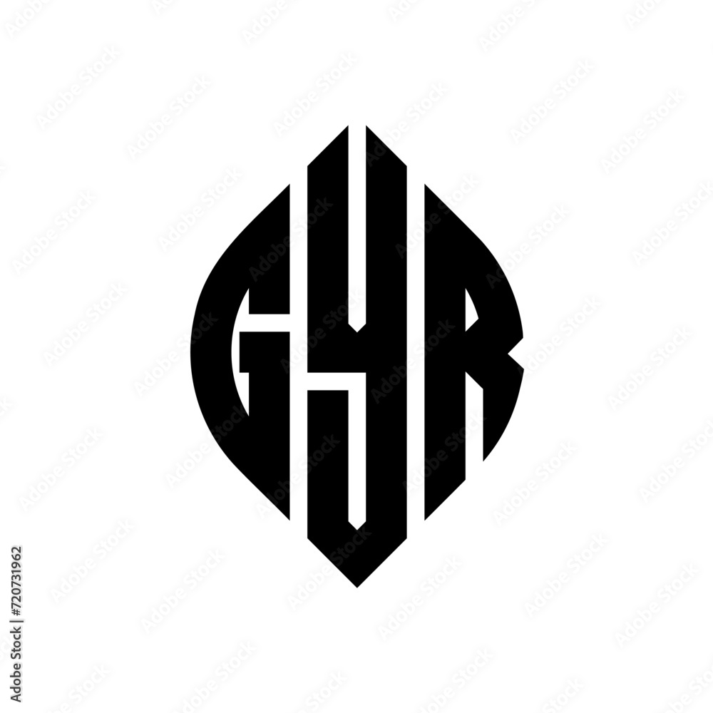 GYR circle letter logo design with circle and ellipse shape. GYR ...