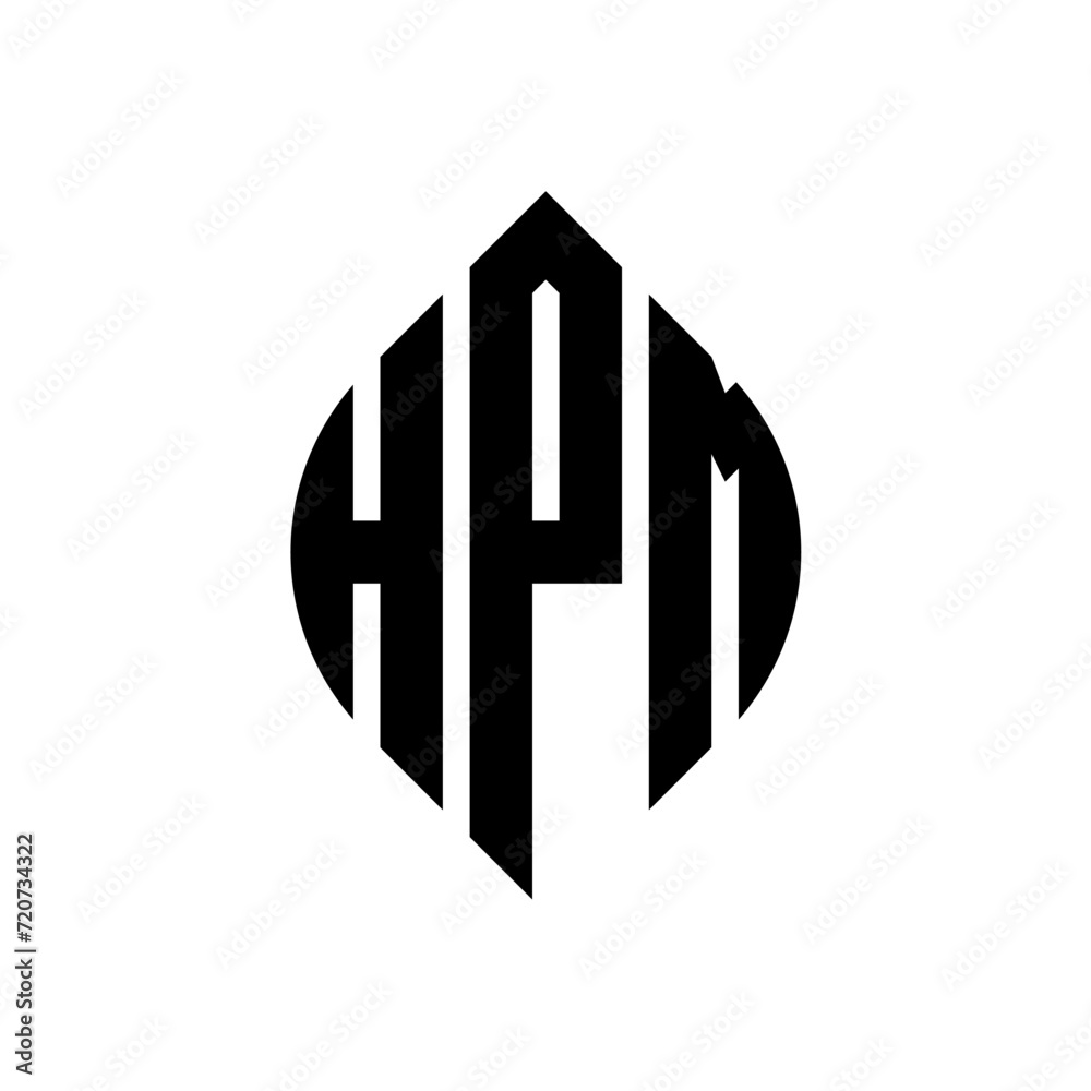 HPM circle letter logo design with circle and ellipse shape. HPM ...