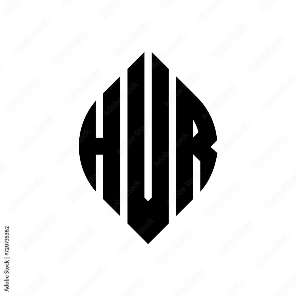HVR circle letter logo design with circle and ellipse shape. HVR ...
