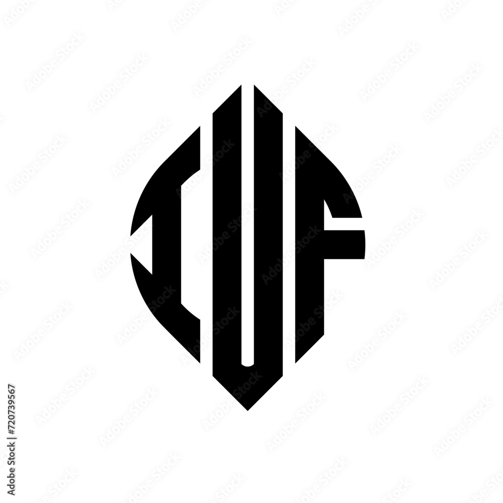 IUF circle letter logo design with circle and ellipse shape. IUF ...