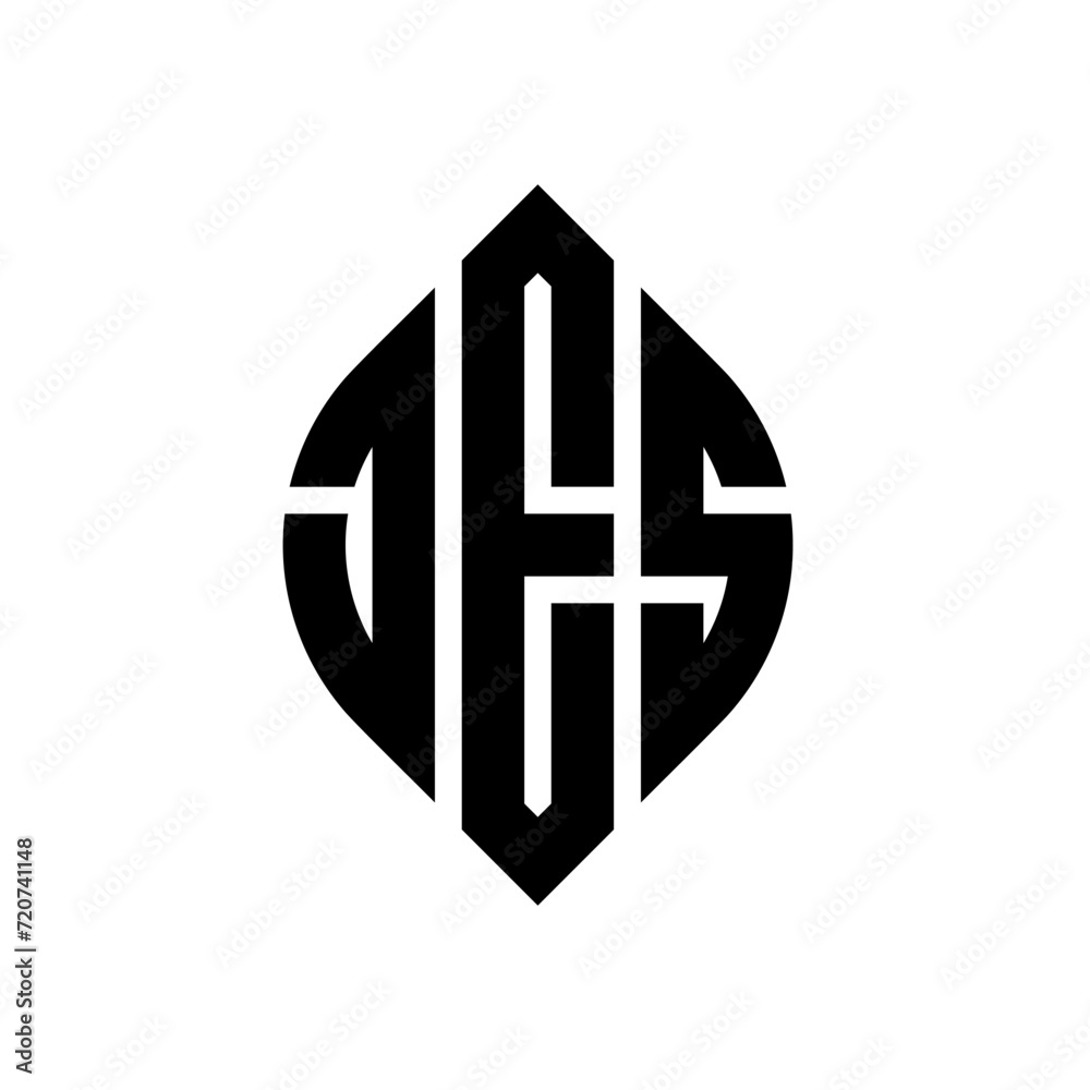 JES circle letter logo design with circle and ellipse shape. JES ...