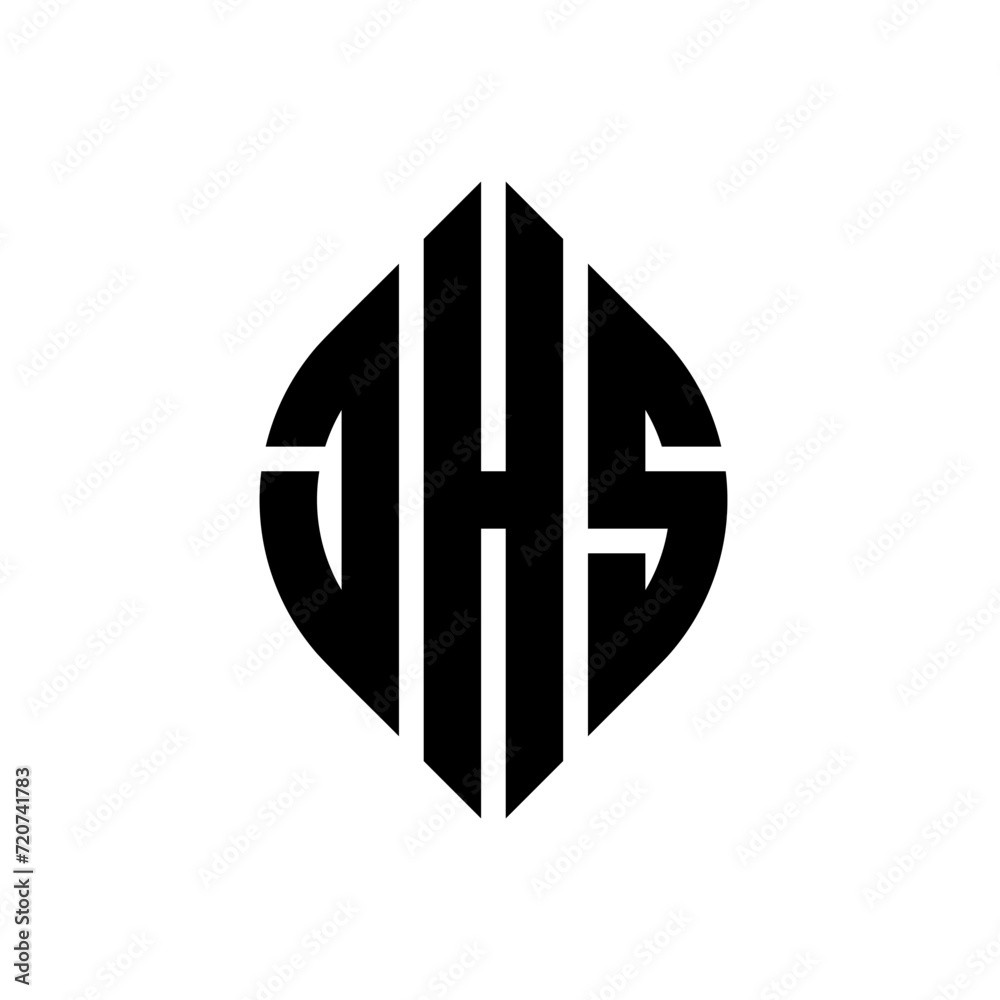JHS circle letter logo design with circle and ellipse shape. JHS ellipse letters with ...