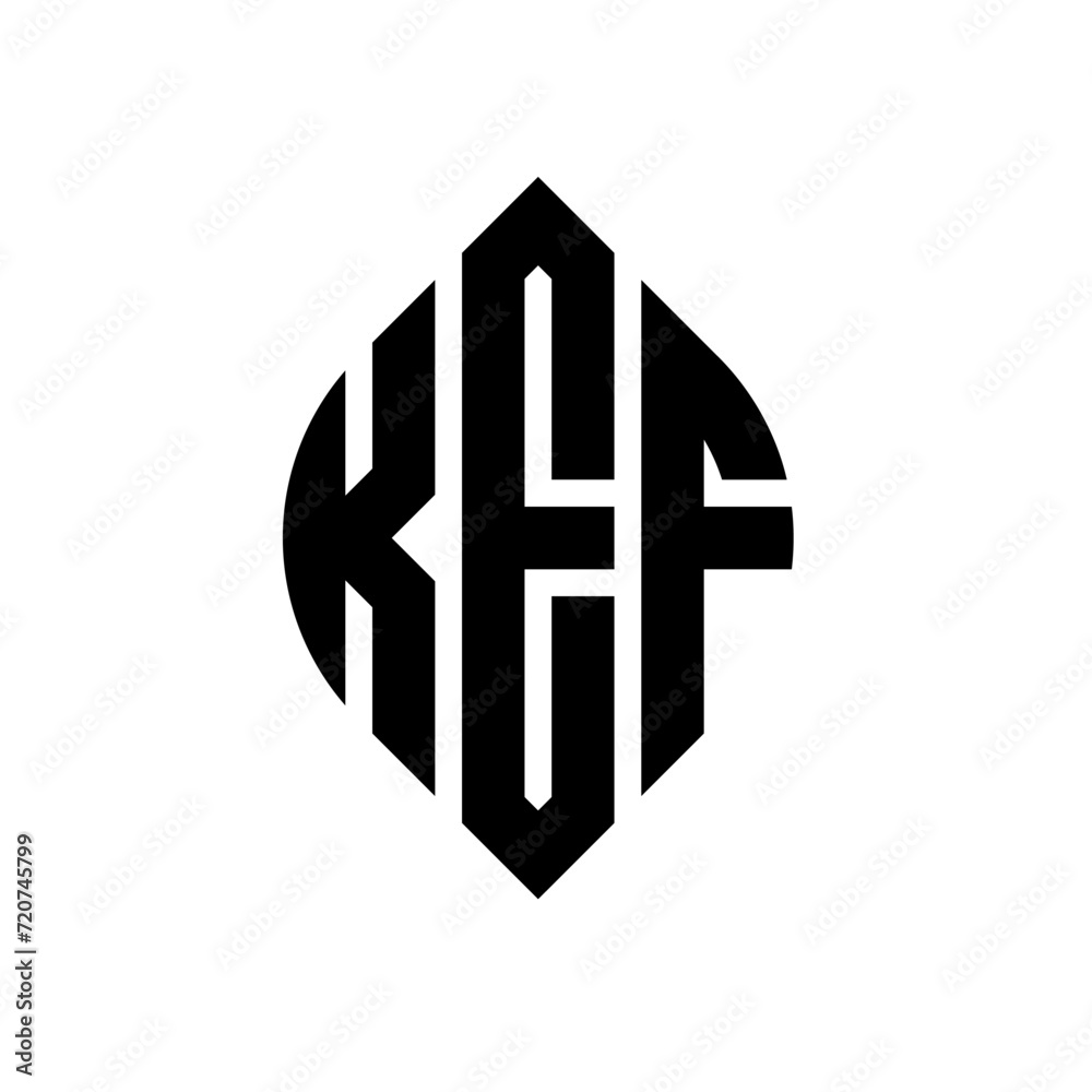 KEF circle letter logo design with circle and ellipse shape. KEF ...