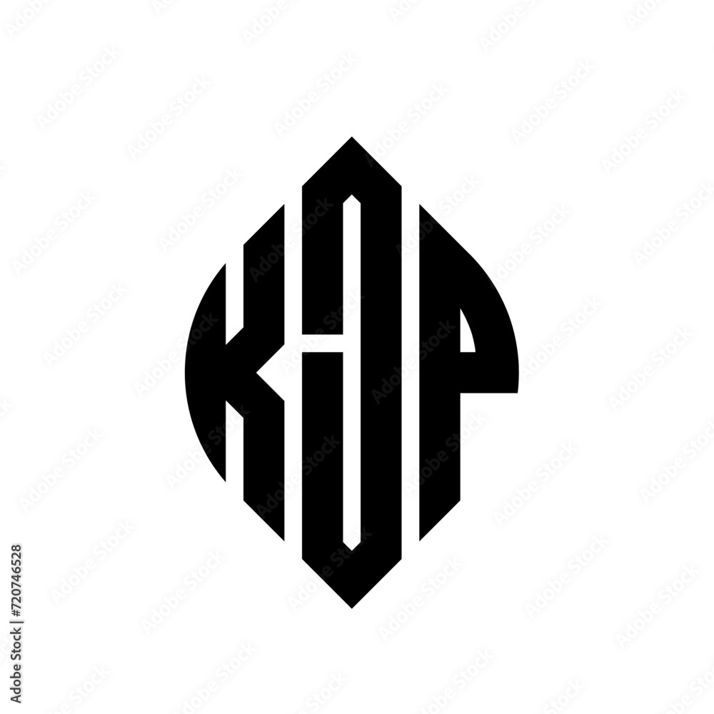 KJP circle letter logo design with circle and ellipse shape. KJP ...
