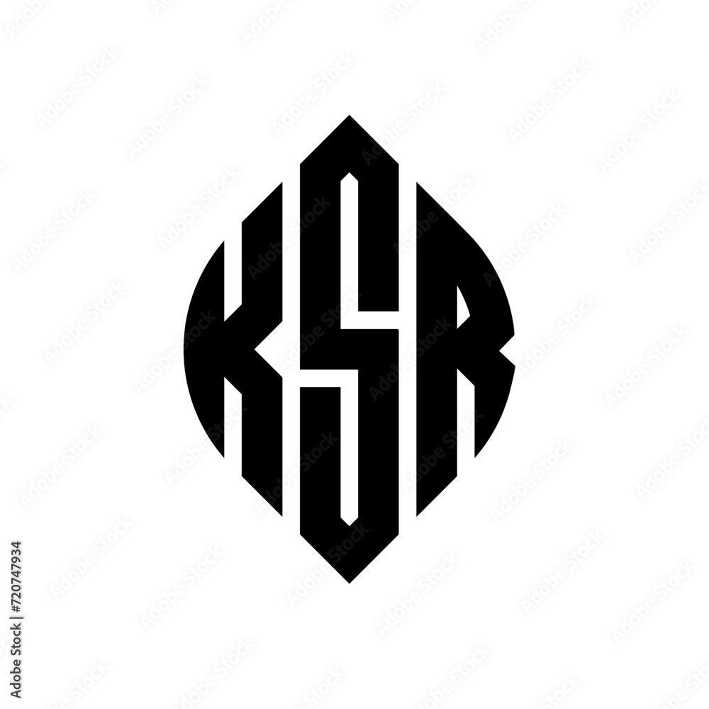 KSR circle letter logo design with circle and ellipse shape. KSR ...