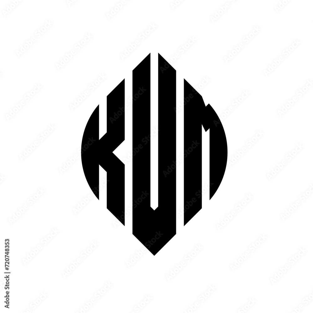 KVM circle letter logo design with circle and ellipse shape. KVM ...