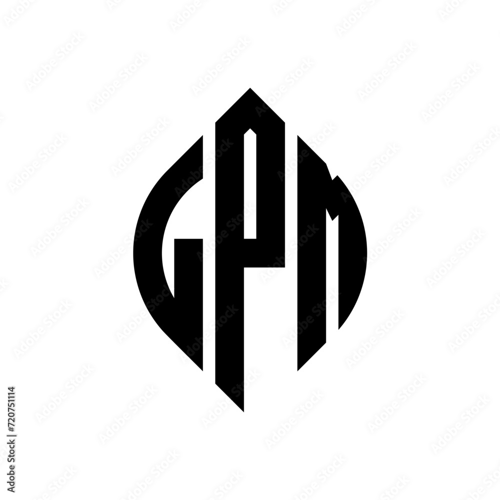 LPM circle letter logo design with circle and ellipse shape. LPM ...