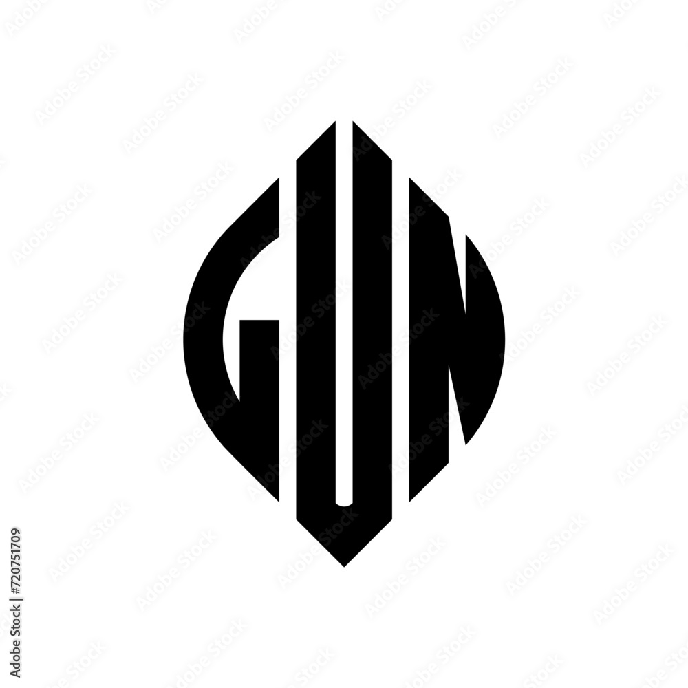 LUN circle letter logo design with circle and ellipse shape. LUN ...