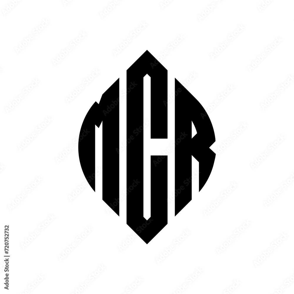 MCR circle letter logo design with circle and ellipse shape. MCR ...