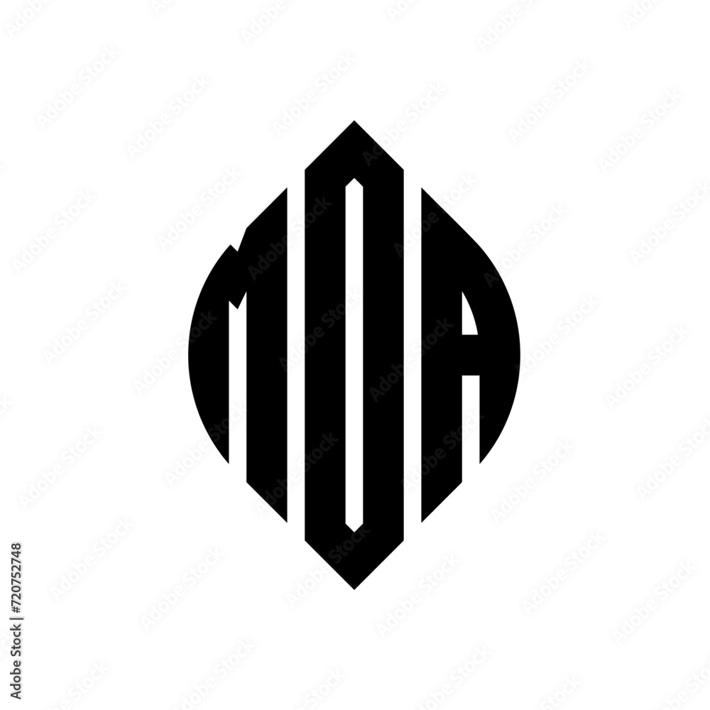 MDA circle letter logo design with circle and ellipse shape. MDA ...