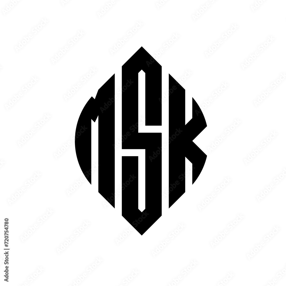 MSK circle letter logo design with circle and ellipse shape. MSK ...