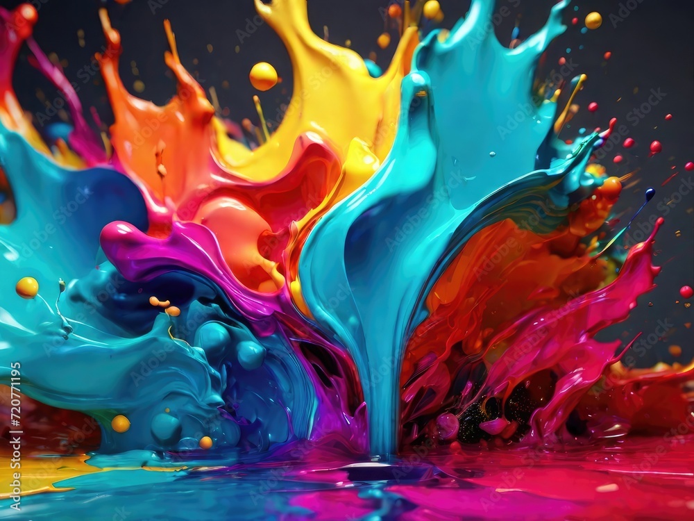Fluid Elegance: A Dazzling Abstract Painting Featuring a Vivid Splash ...