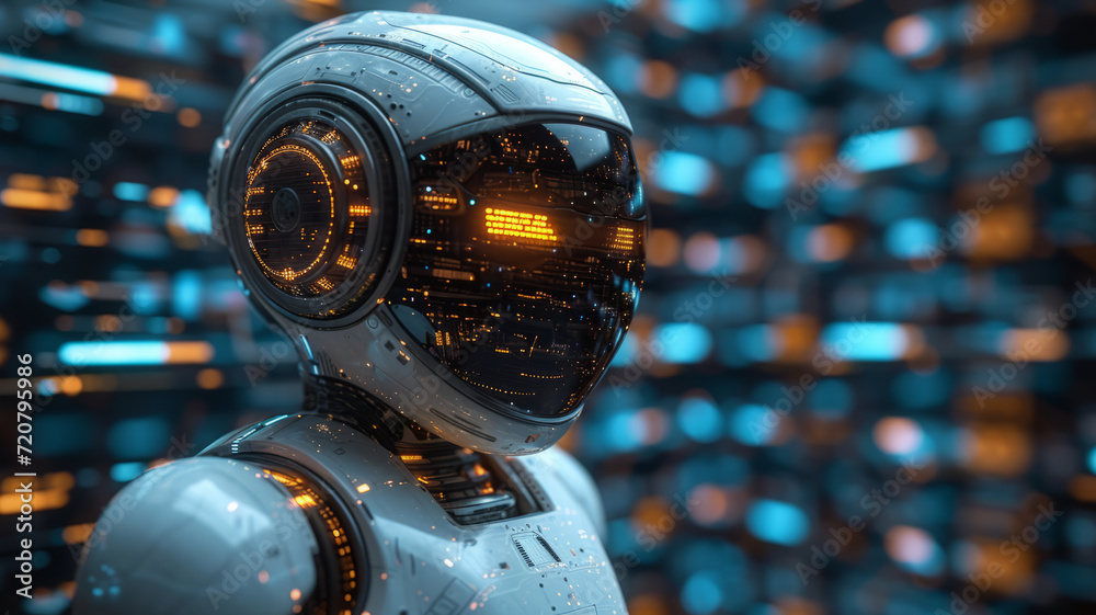 animated chatbot surrounded by floating communication platforms with a ...