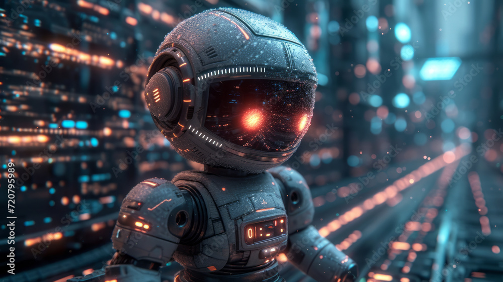 animated chatbot surrounded by floating communication platforms with a ...