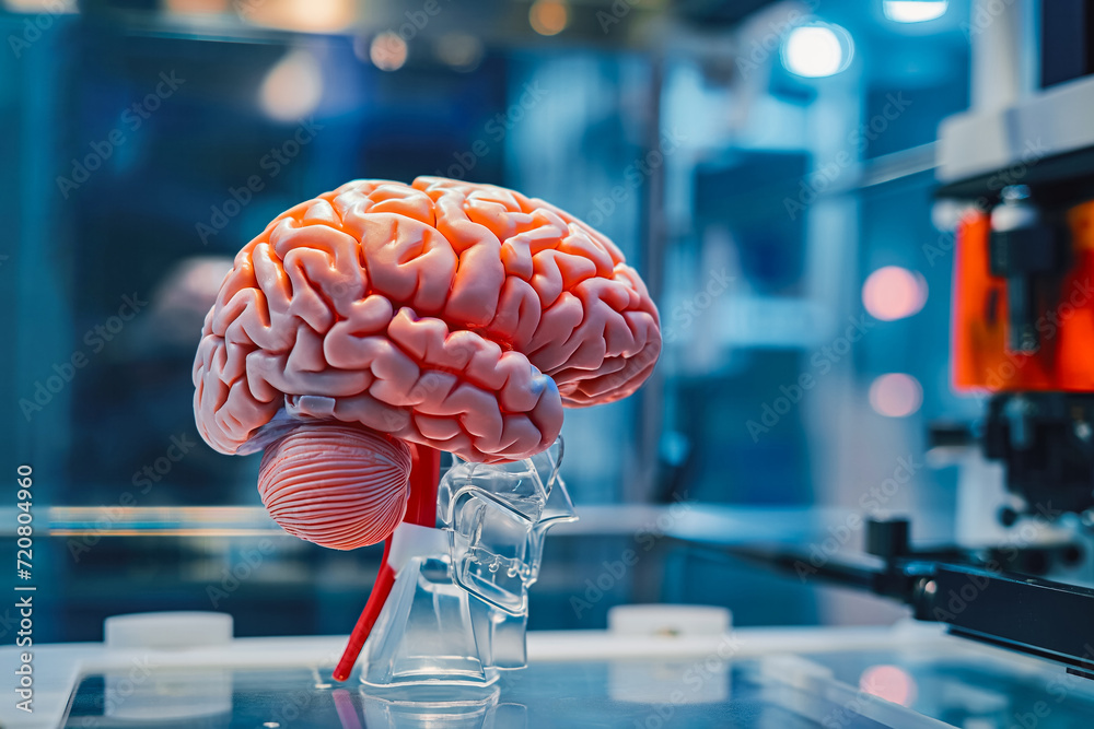 3d bio printing of the brain. Futuristic concept of printing human ...