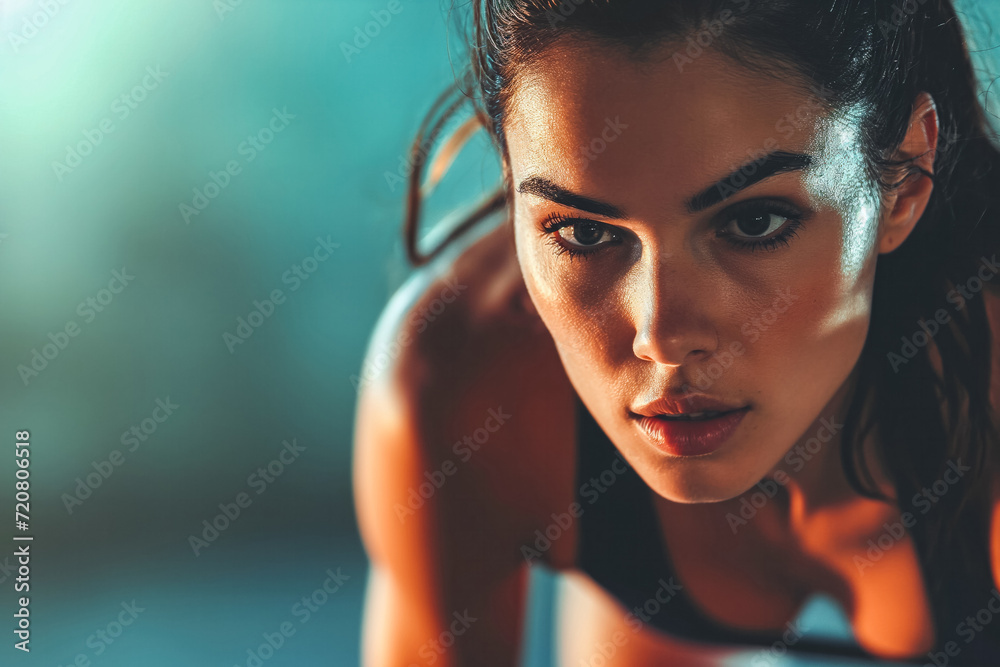 Woman doing High-Intensity Interval Training .She trains with a ...