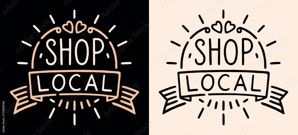 Shop local lettering badge ribbon logo. Cute sign slow living lifestyle ...