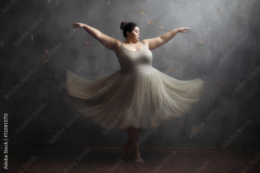 Plus size body positive ballerina in a white tutu embodies the dreams ...