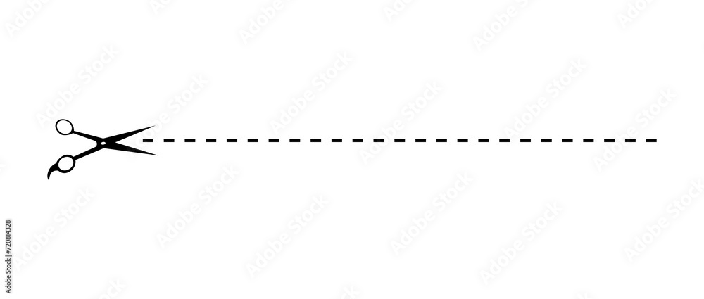 Cut with scissors along the dotted line. Cutting concept on white ...