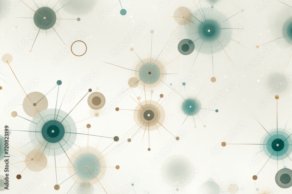 Graphic patterned background of repeating atom representations and ...