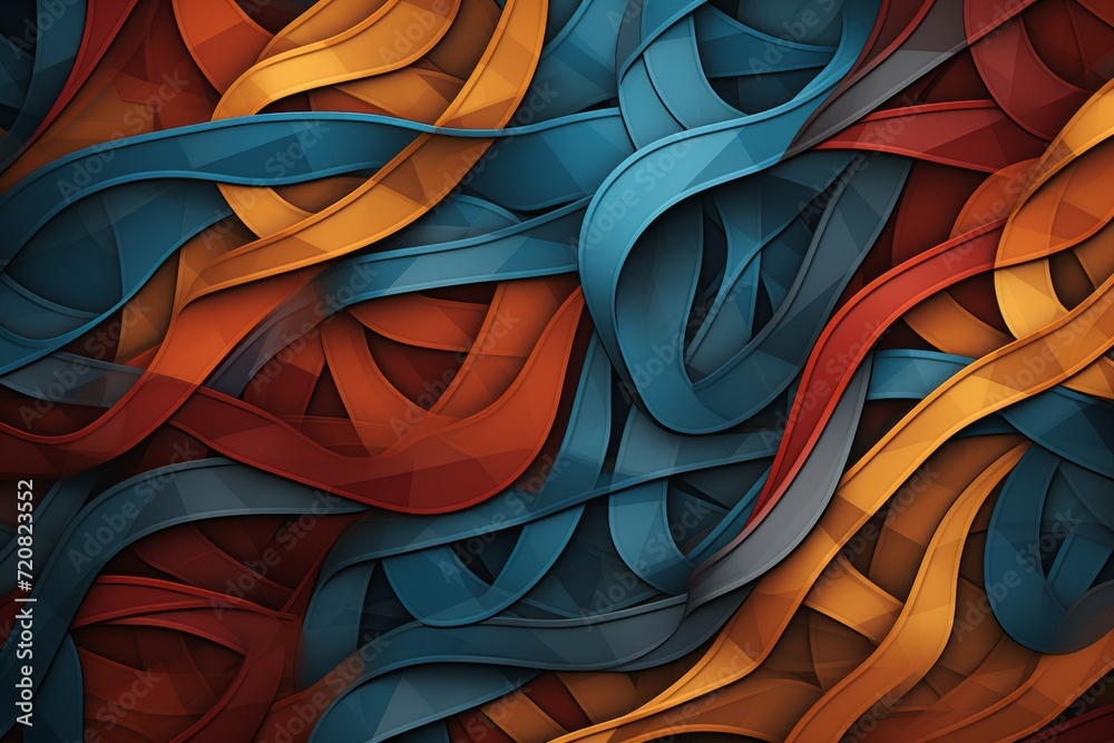 Graphic patterned background of intertwined lines forming diverse ...