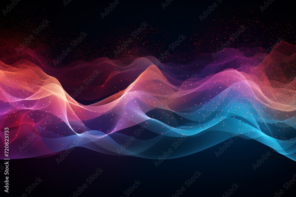 Graphic patterned background of interconnected waves and particles ...