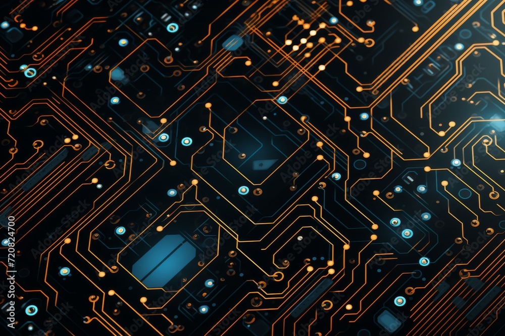 Graphic patterned background of interconnected circuits and electronic ...
