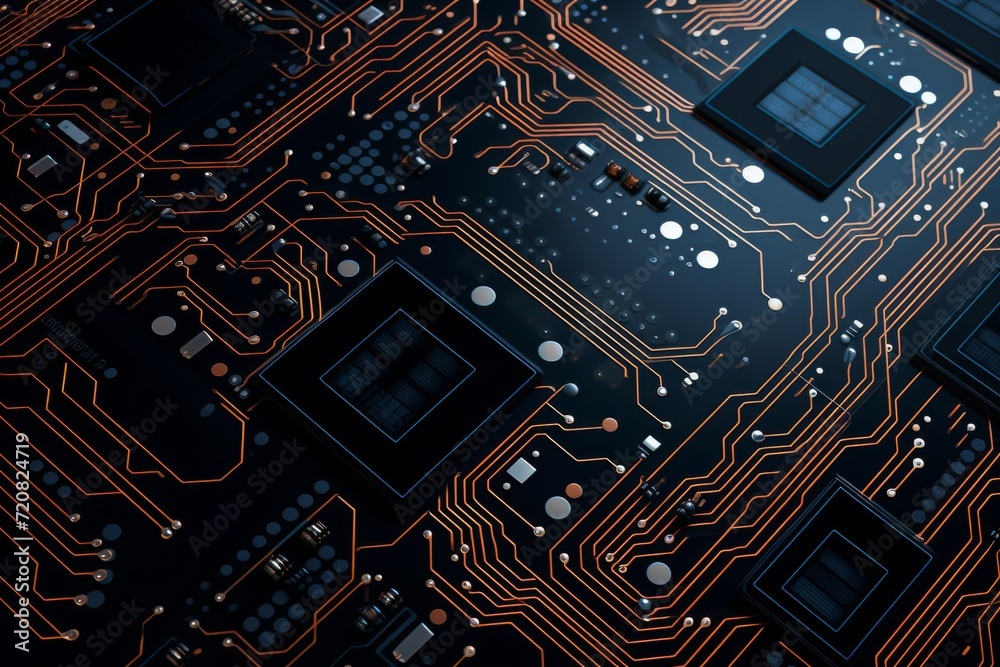 Graphic patterned background of interconnected circuits and electronic ...