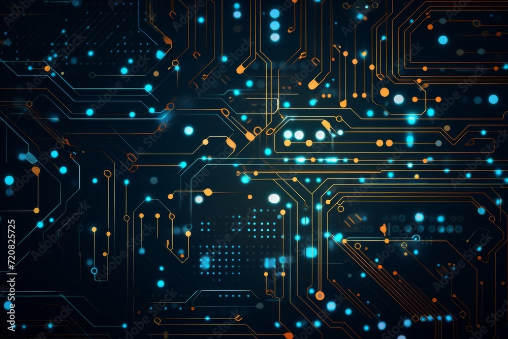 Graphic patterned background of interconnected circuits and electronic ...