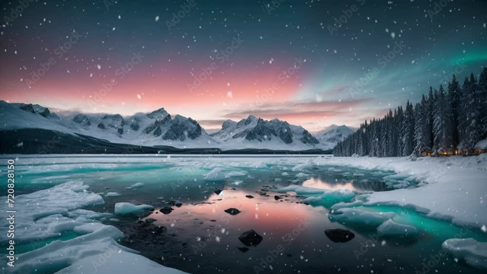 Winter Wonderland, Snow, Night, Sky, Aurora, Landscape Scenery, Village ...