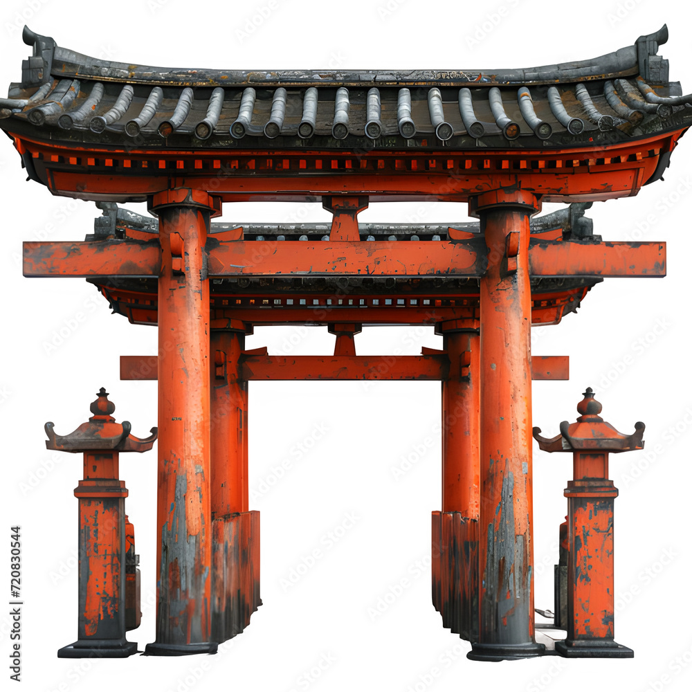 torii gate isolated on transparent background ,Chinese temple gate ...