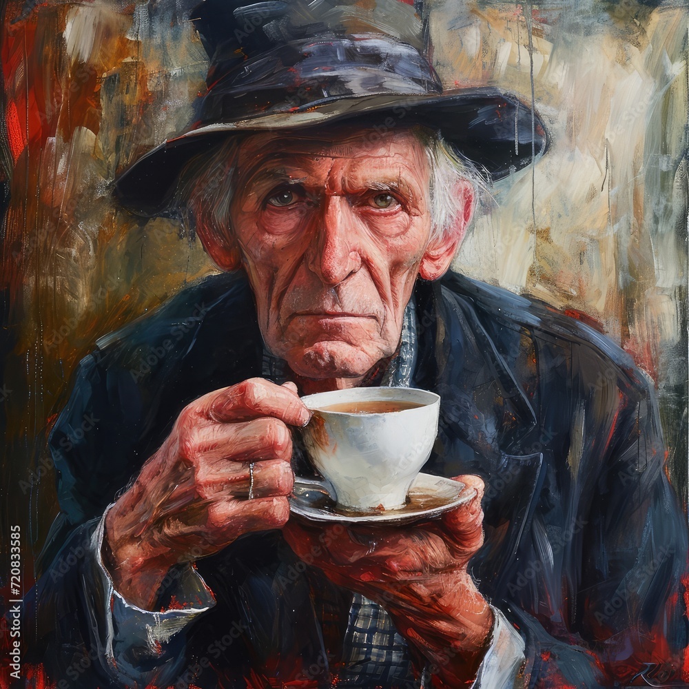 English Gentleman Drinking Tea, Portrait of A Typical Englishman on A ...