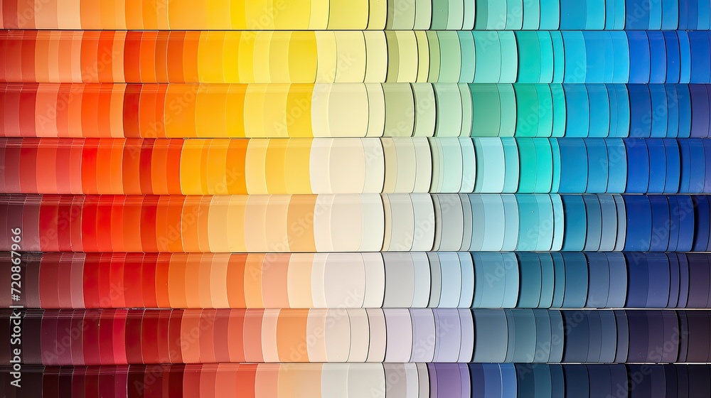 Color palette, swatches of different colors with brush and roller ...