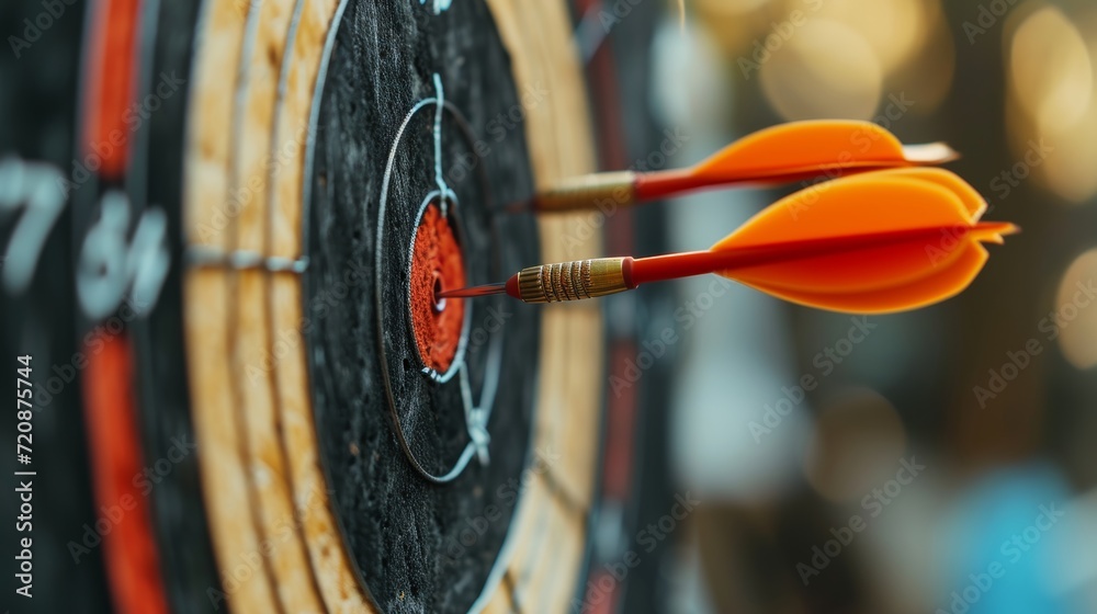 set goals for work. dart aiming at the target center business. goal, aiming marketing target ...