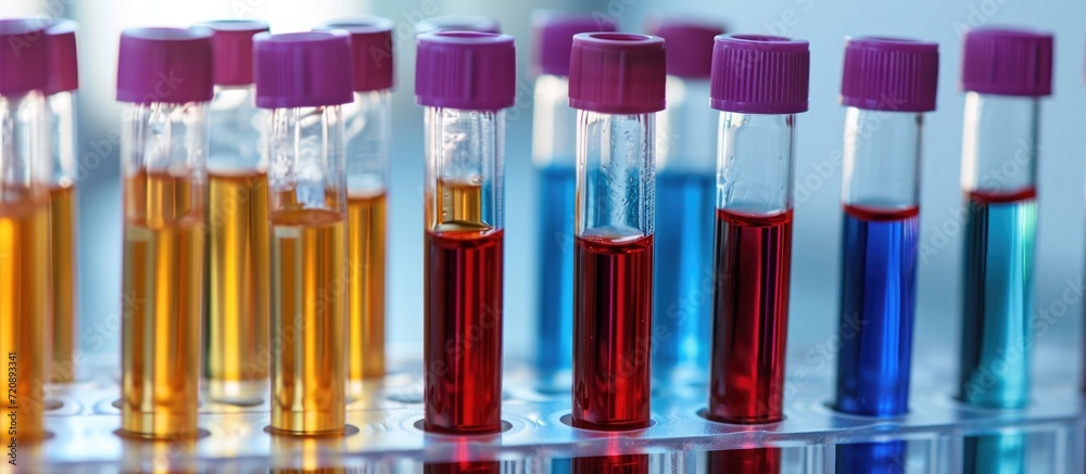 Thyroid hormone test using blood samples in test tubes for diagnosis of ...