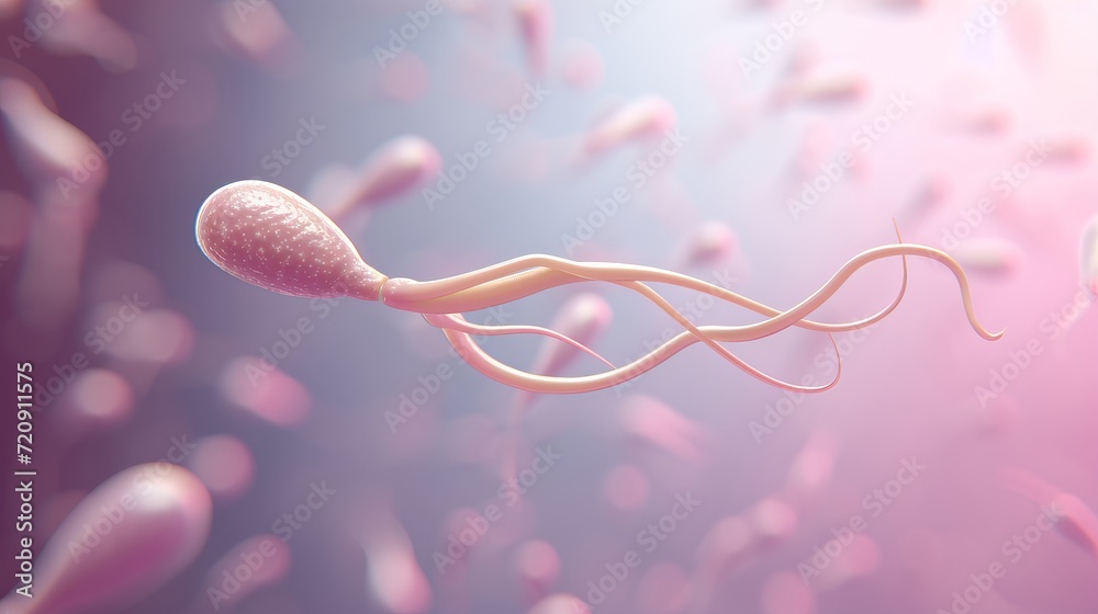 Microscopic view of male sperm cells under a microscope in laboratory ...