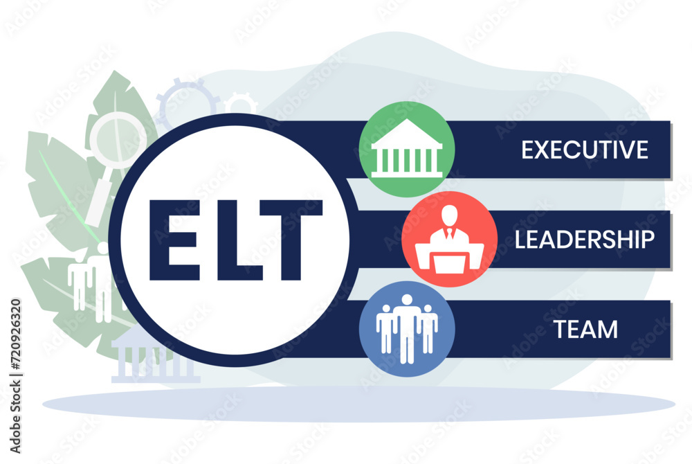 ELT, Executive Leadership Team. Concept with keywords, people and icons ...