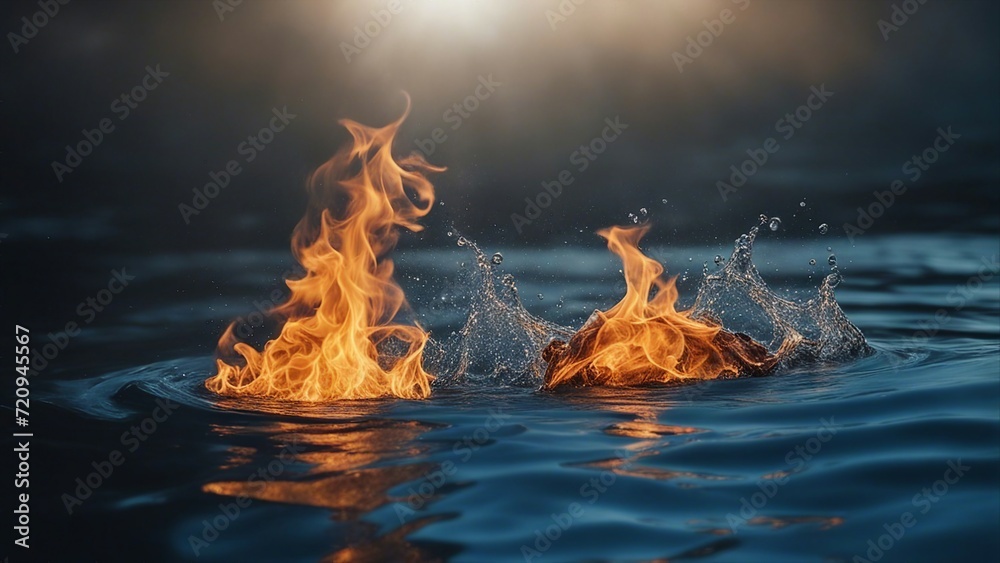 fire in the water A surreal illustration of fire out of water, with a ...