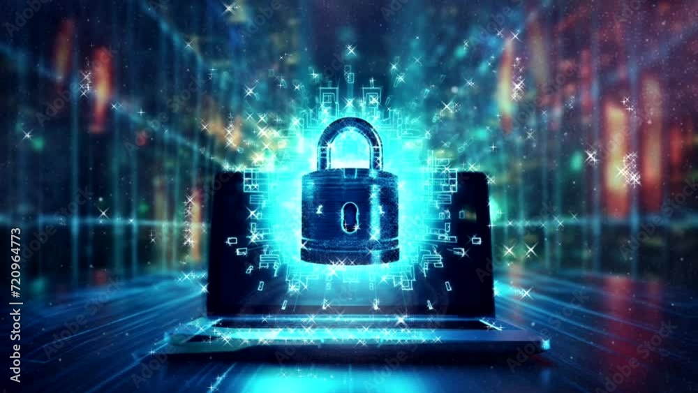 Vidéo Stock Cyber security animation with a high-tech padlock ...