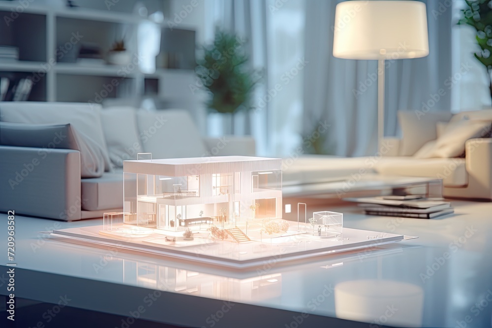 Architectural Vision: Illuminated Scale Model of Modern House Displayed ...