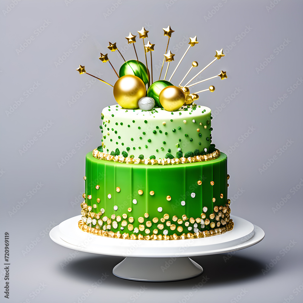 green wedding Cake with gem and diamonds on top, gem and diamonds ...
