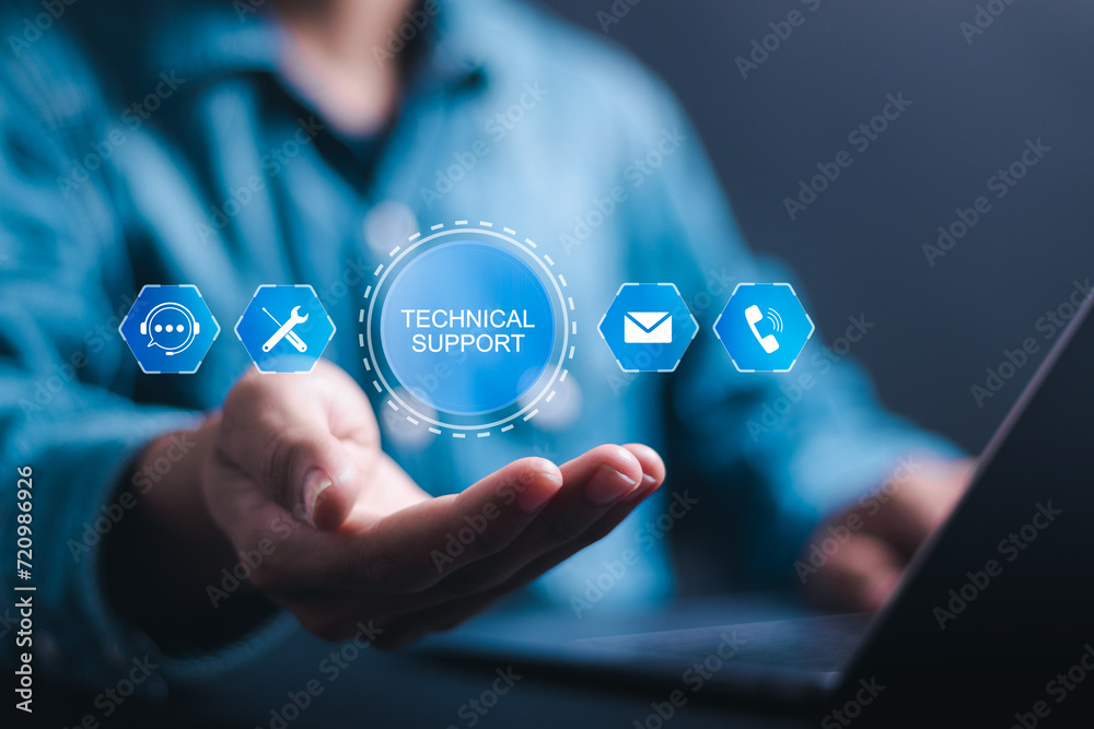 Technical support customer service concept, Businessman use laptop ... Technical support customer service concept, Businessman use laptop ...