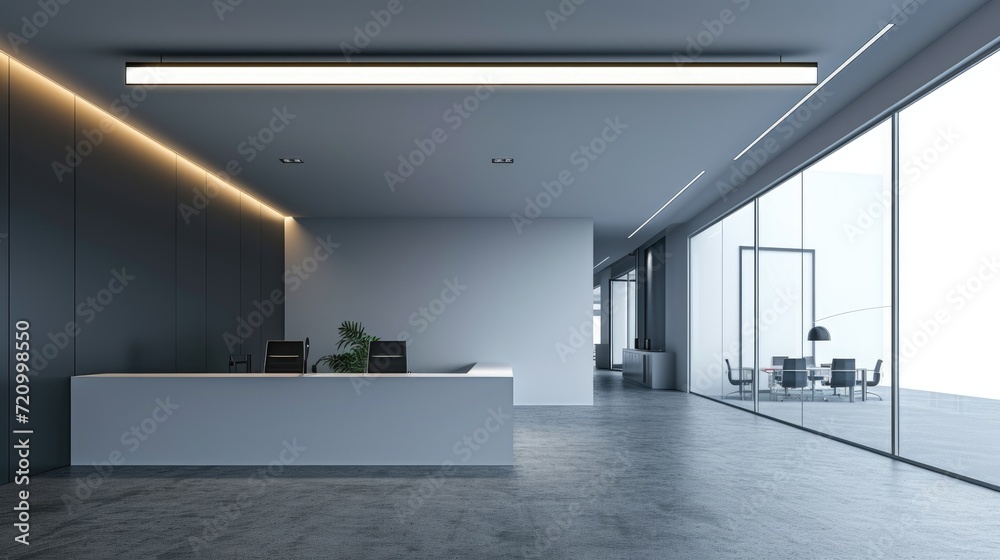 Interior design of a modern elegance office building hall with ...