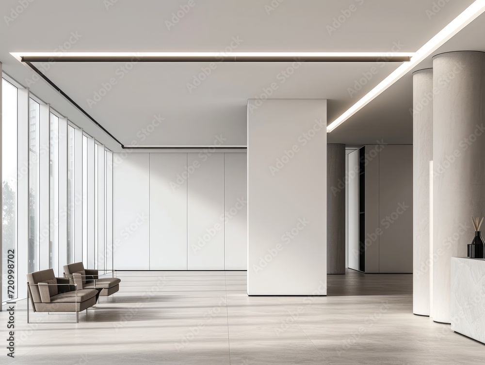 Interior design of a modern elegance office building hall with ...