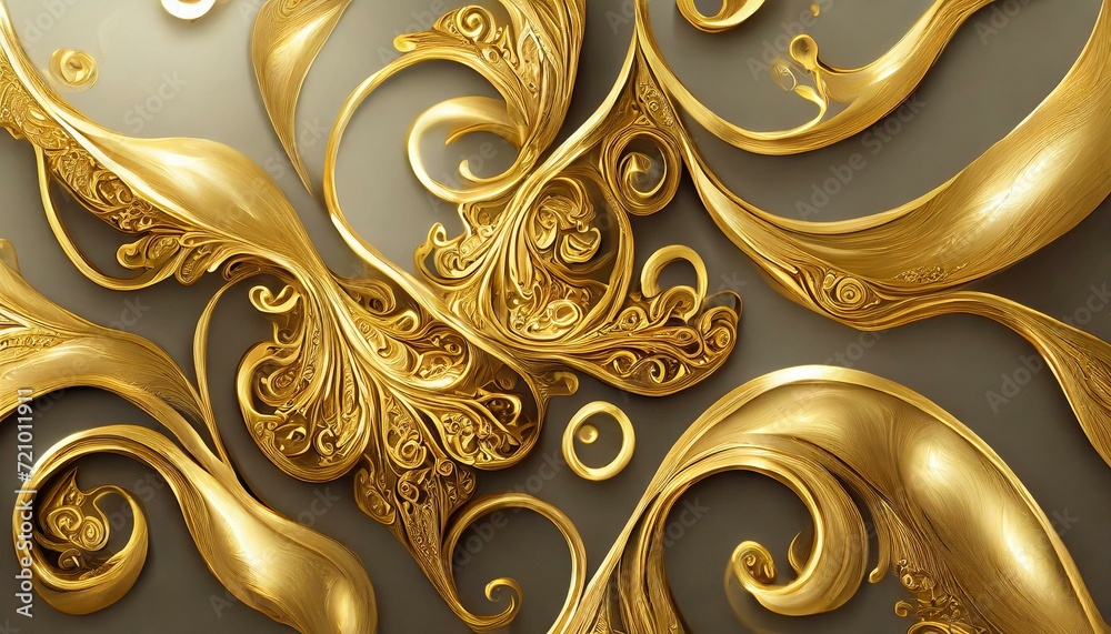 gold background.a regal 3D illustration named "Liquid Gold Elegance ...