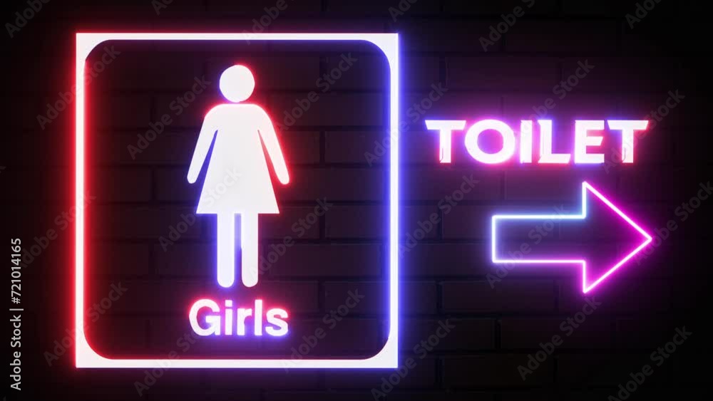 Vidéo Stock Girls toilet signs in neon lights animation. Glowing white ...