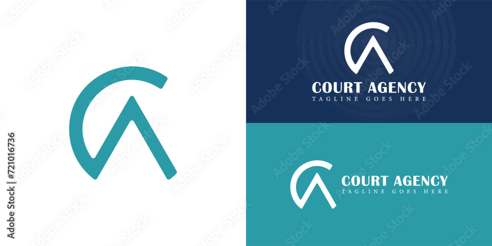 Abstract initial letter CA or AC logo in blue color isolated in white ...