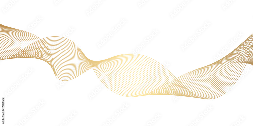 Abstract wave lines gold color isolated on white background.Modern ...