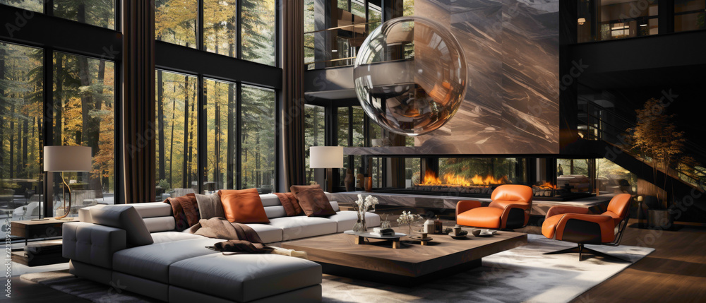 Dive into the allure of an exceptionally modern lounge interior ...